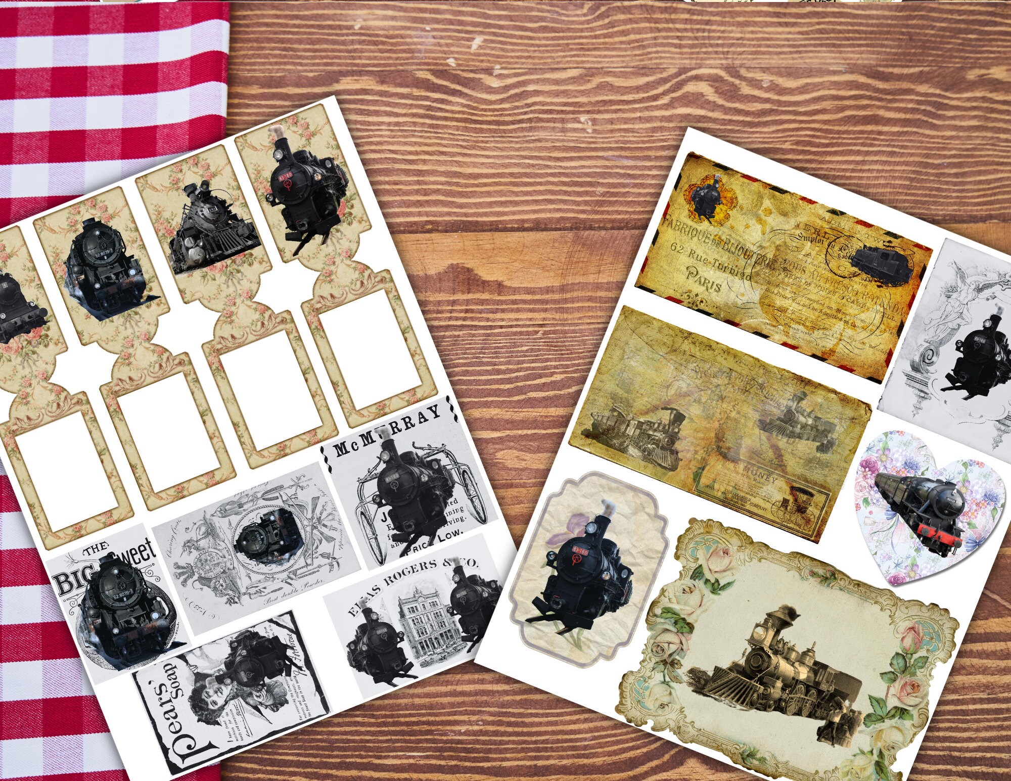 Vintage Train Junk Journal Kit Printable Junk Journal Kit | Etsy