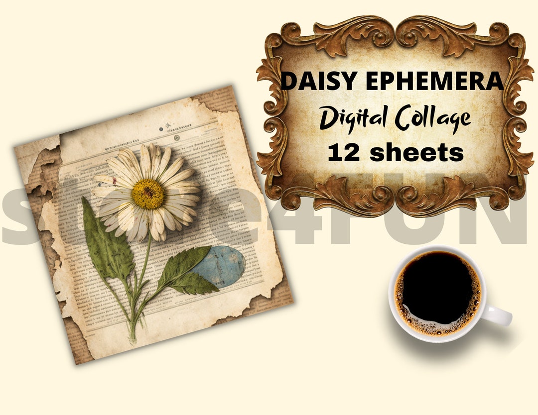 Daisy Digital Collage, Junk Journal Kit, Daisy Collage Sheet, Digital ...