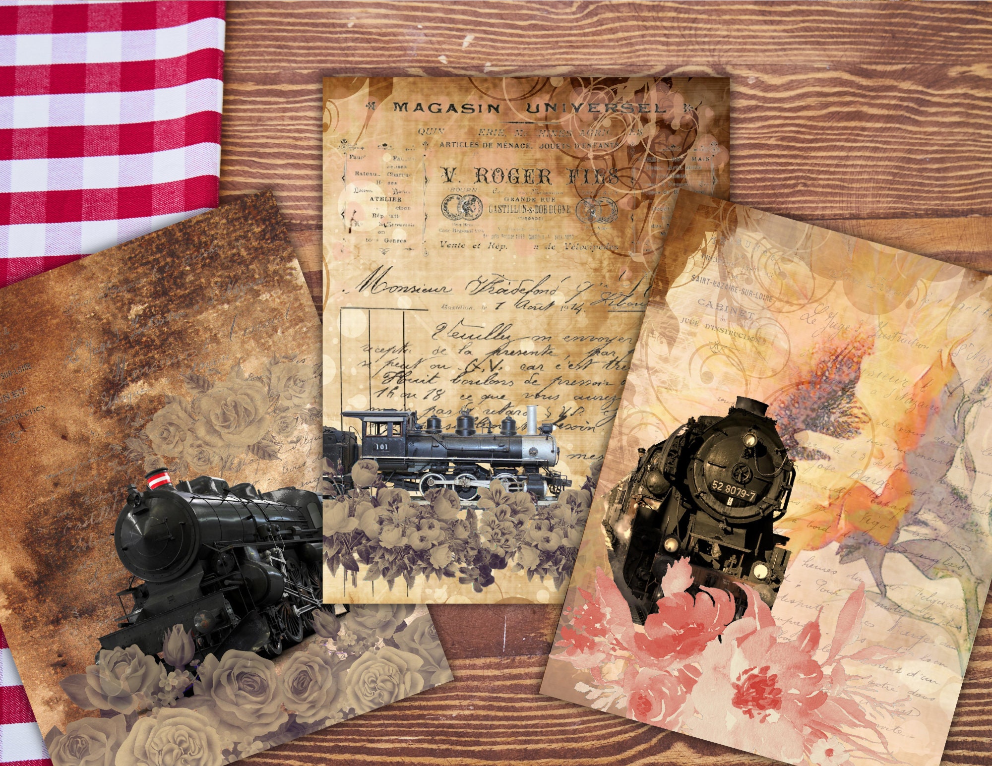 Vintage Train Junk Journal Kit Printable Junk Journal Kit | Etsy