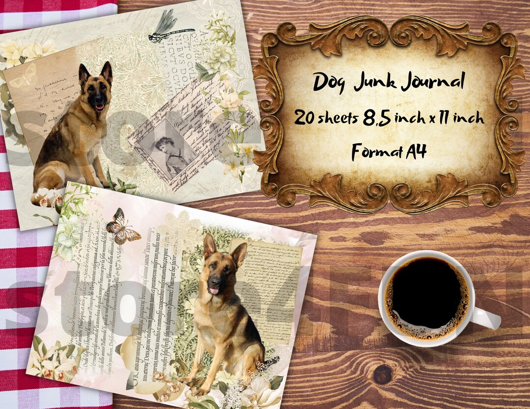 German Shepherd Junk Journal Kit, Printable Junk Journal Kit, Dogs ...