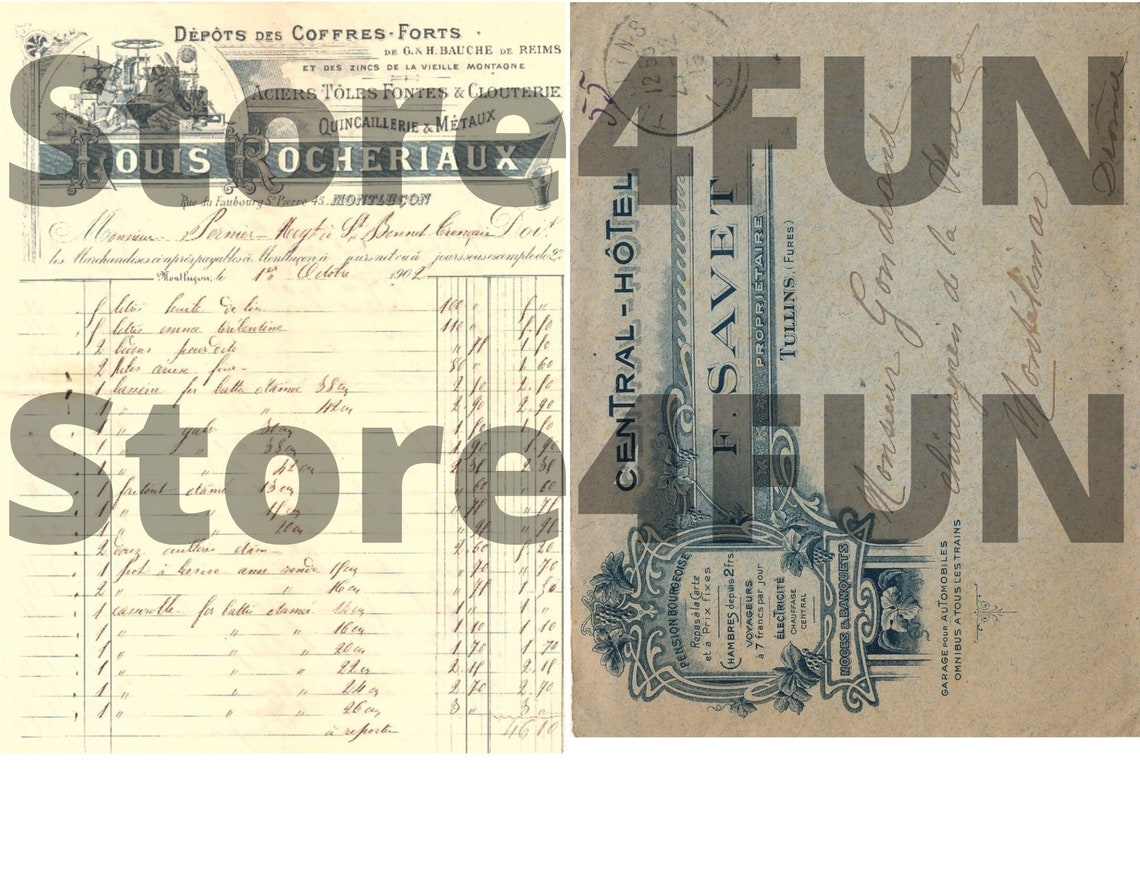 120 Digital Vintage Invoices Bills Advertisements Printable - Etsy