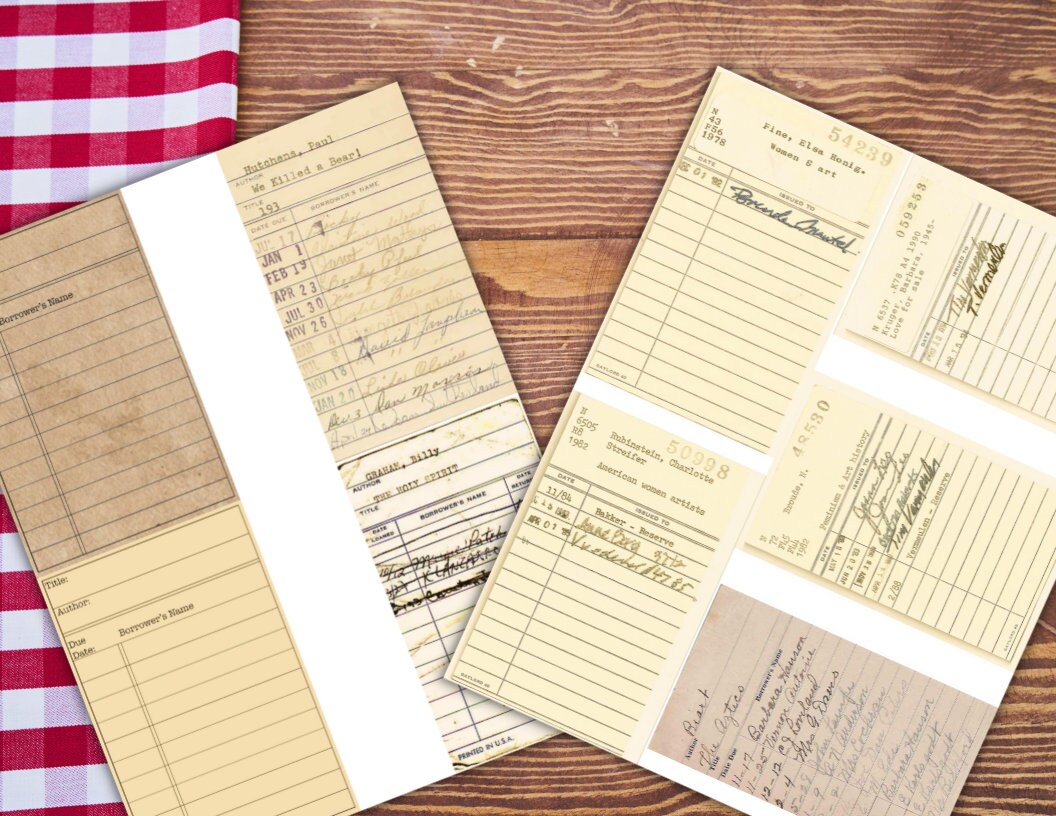 Digital Vintage Library Card Ephemera Paper Library Card - Etsy