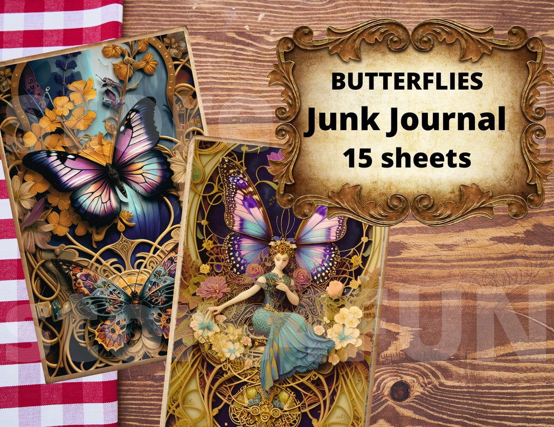 Butterflies Junk Journal Kit Vintage Ephemera Collage - Etsy