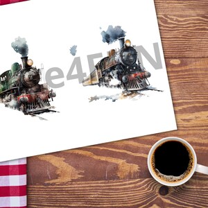 20x Watercolor Steam Locomotive PNG, Clipart Train, Clip Art Locomotive ...