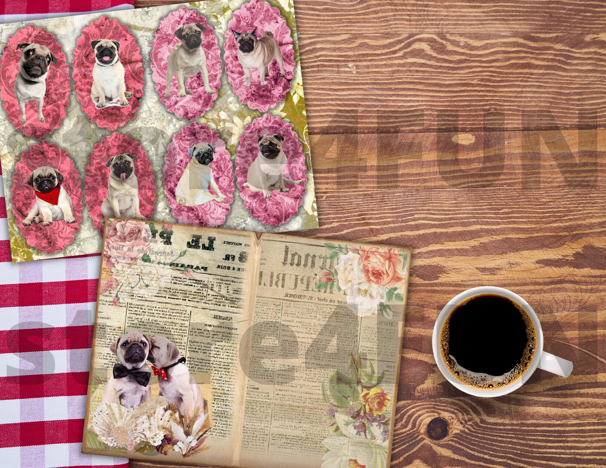 Cute Pug Junk Journal Kit Printable Junk Journal Kit Dogs - Etsy