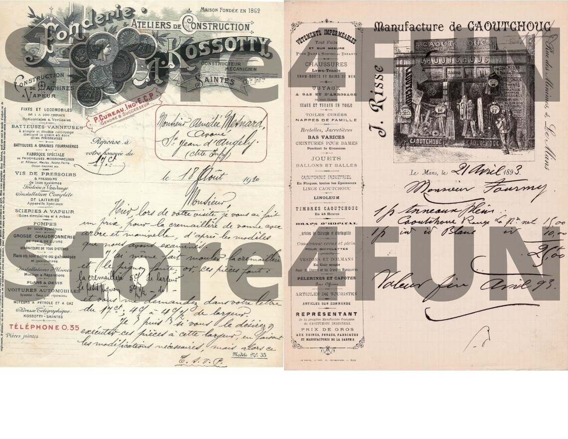 120 Digital Vintage Invoices Bills Advertisements Printable - Etsy