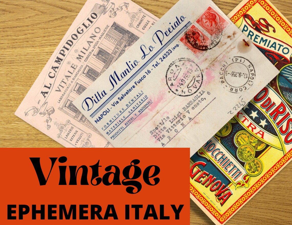 Digital Vintage Ephemera Kit Italy Srcapbooking Ephemera - Etsy