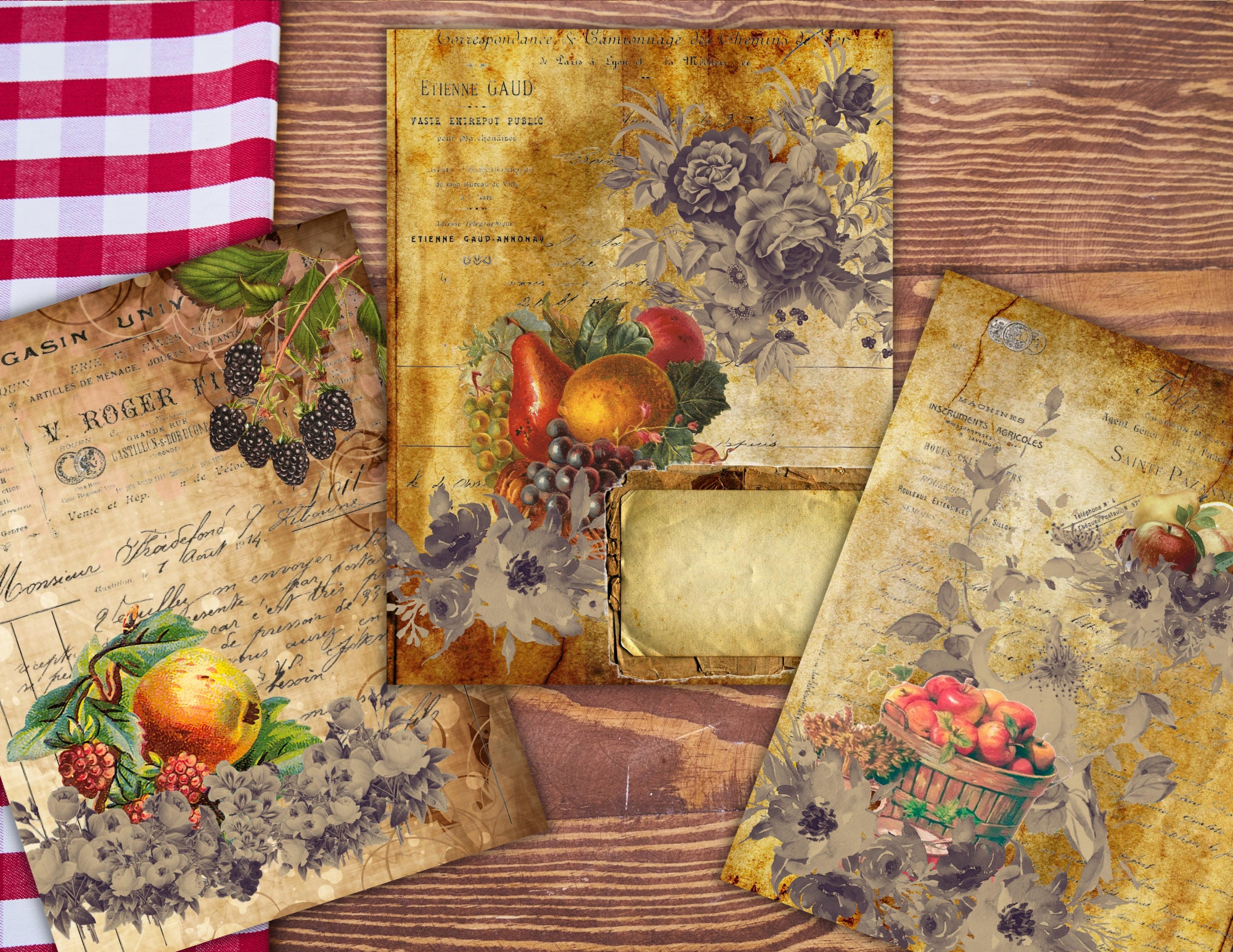 Vintage Fruit Junk Journal Kit Printable Junk Journal Kit | Etsy