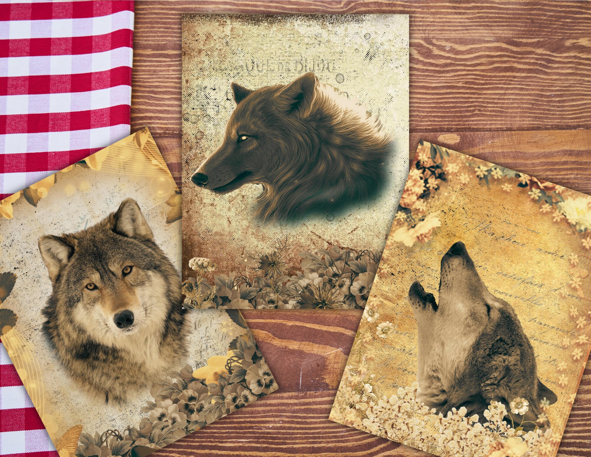 Wild Wolves Junk Journal Kit Junk Journal Supplies Journal - Etsy