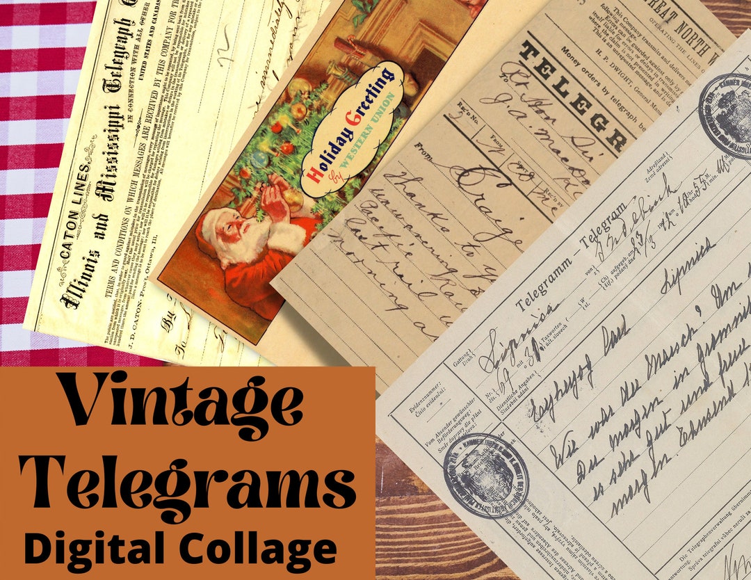 Digital Vintage Telegrams, Ephemera Collage Sheet, Telegram ...