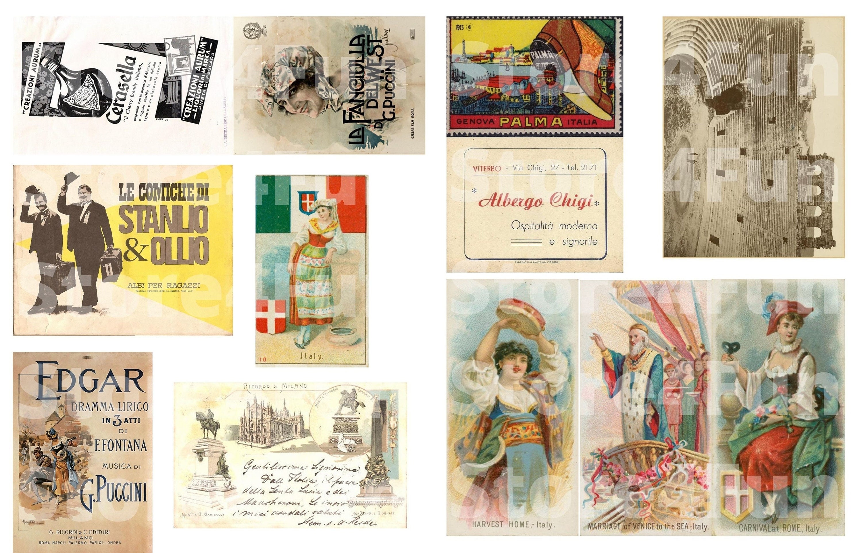 Digital Vintage Ephemera Kit Italy Srcapbooking Ephemera - Etsy