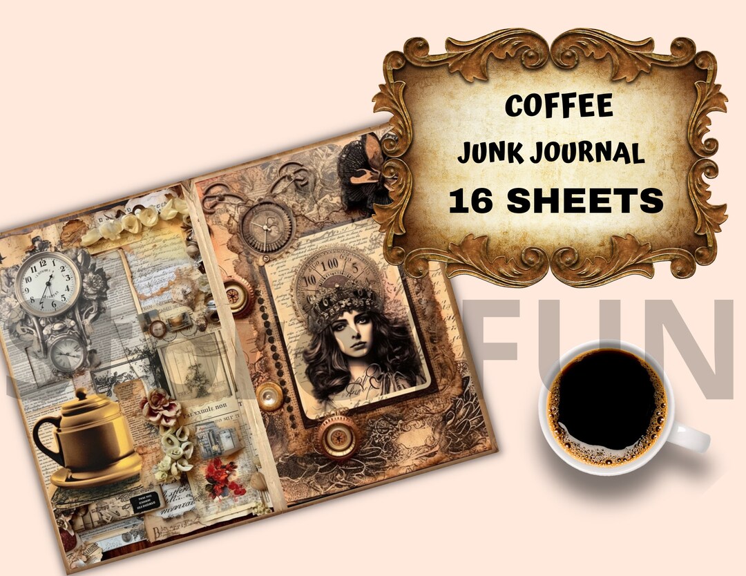 Coffee Junk Journal Kit, Junk Journal Supplies, Journal Printables ...