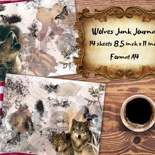 Wild Wolves Junk Journal Kit Junk Journal Supplies Journal - Etsy