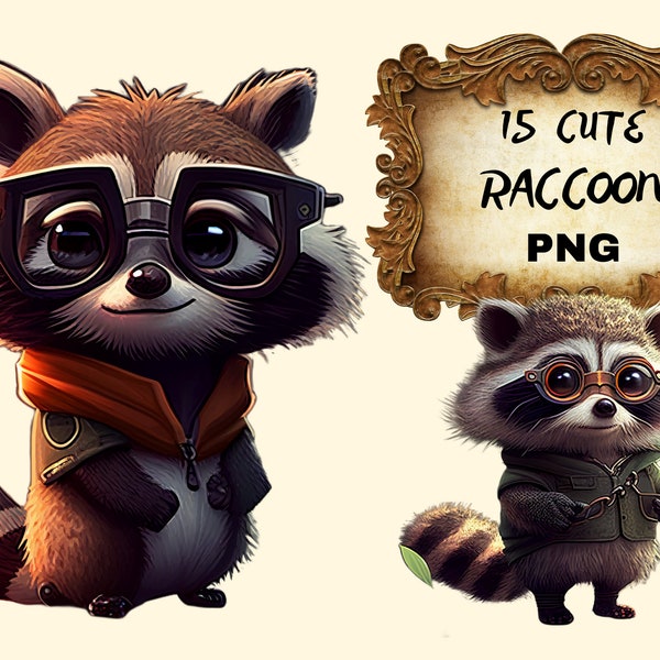 Raccoon Clipart - Etsy