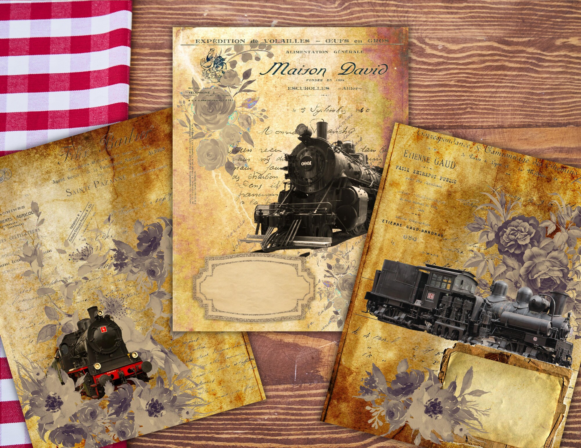 Vintage Train Junk Journal Kit Printable Junk Journal Kit | Etsy