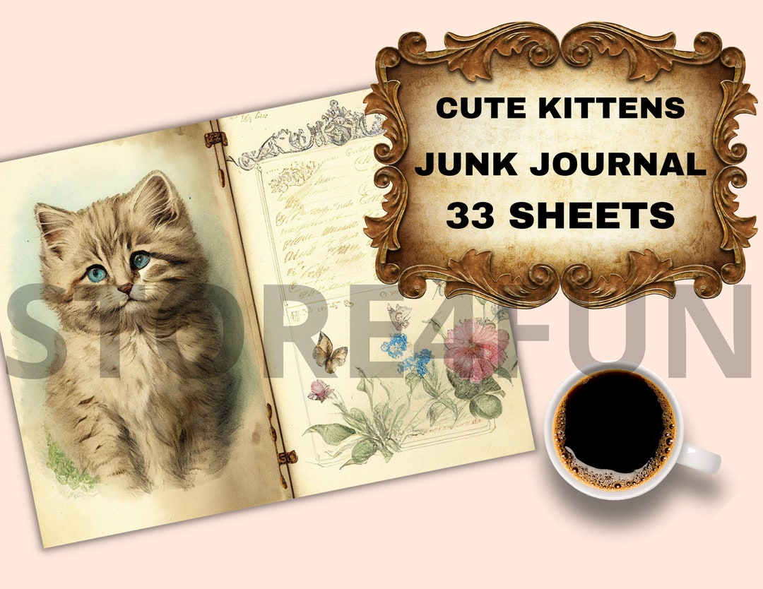 Cats Junk Journal Kit, Printable Junk Journal Kit, Cats Journal Kit ...