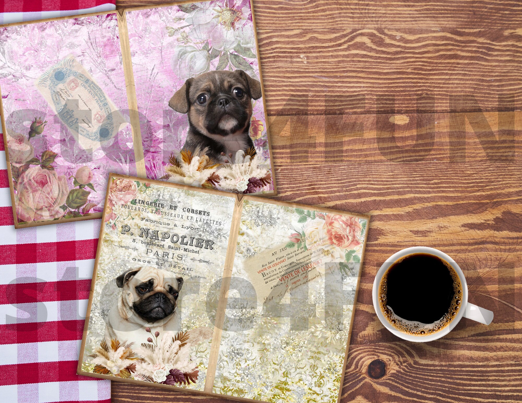 Cute Pug Junk Journal Kit Printable Junk Journal Kit Dogs - Etsy
