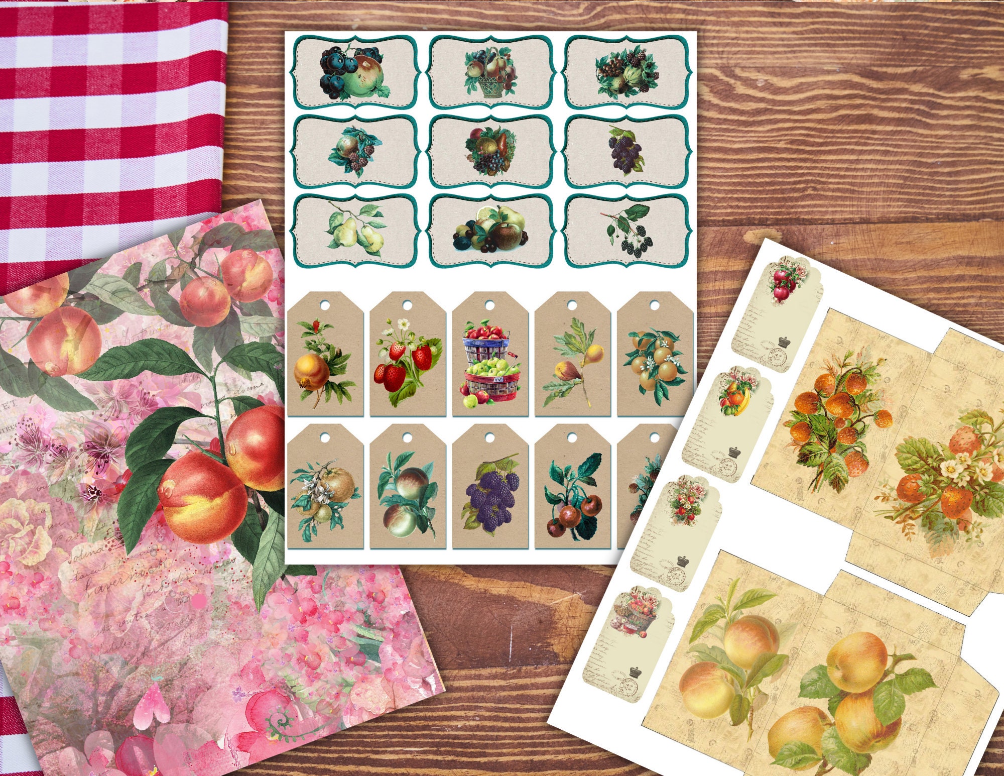 Vintage Fruit Junk Journal Kit Printable Junk Journal Kit | Etsy