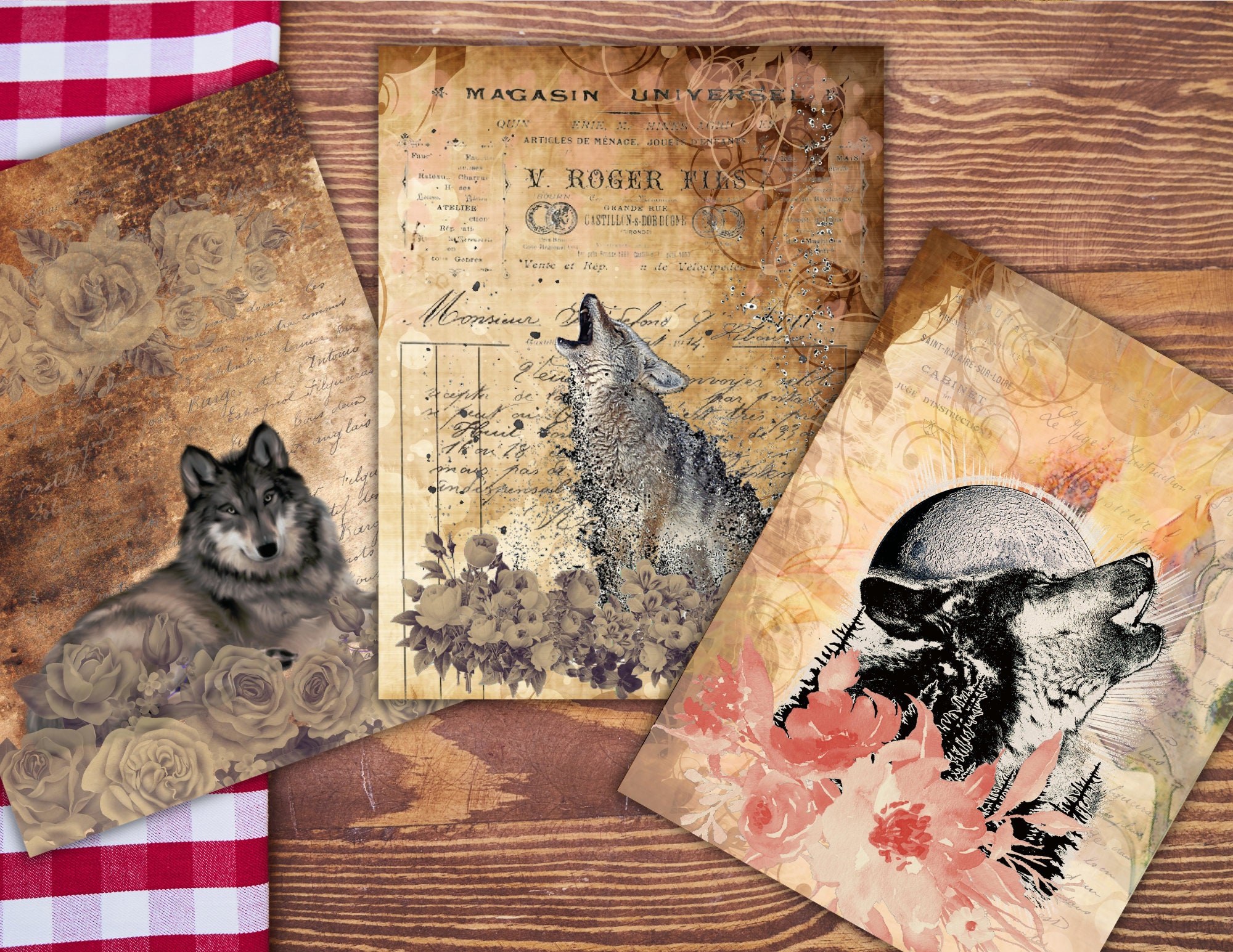 Wild Wolves Junk Journal Kit Junk Journal Supplies Journal - Etsy