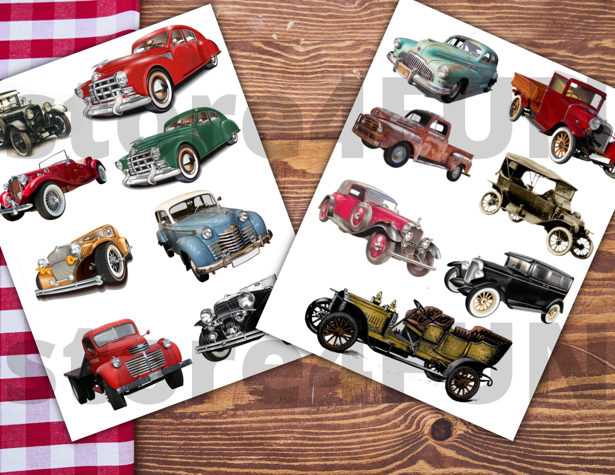 50 Vintage Cars PNG Digital Prints Car Instant Download - Etsy