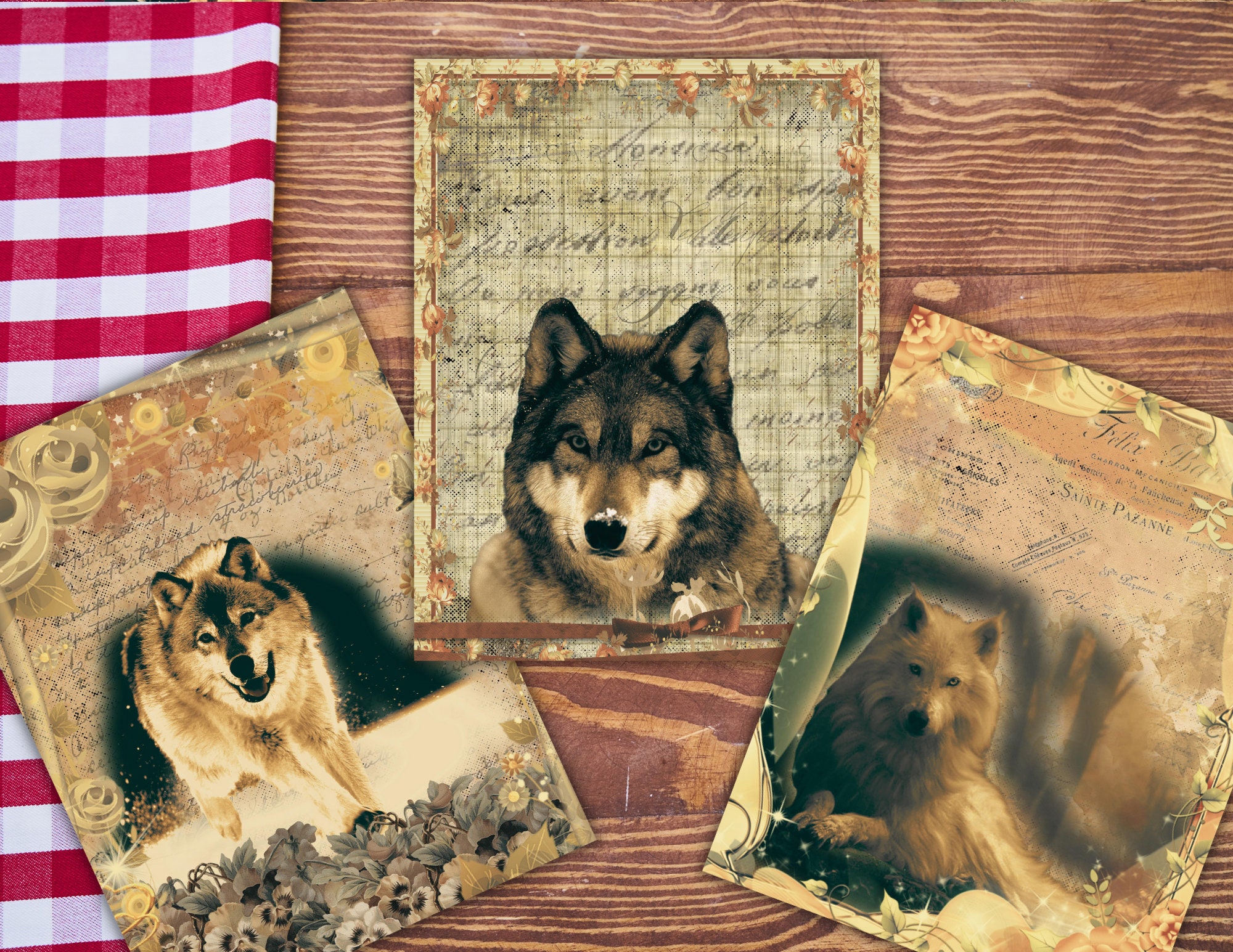 Wild Wolves Junk Journal Kit Junk Journal Supplies Journal - Etsy