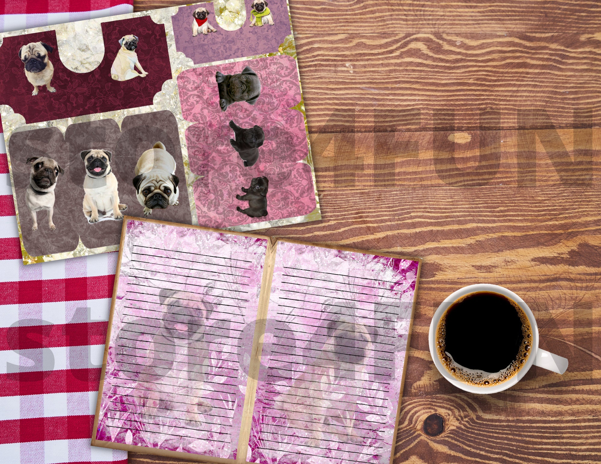 Cute Pug Junk Journal Kit Printable Junk Journal Kit Dogs - Etsy