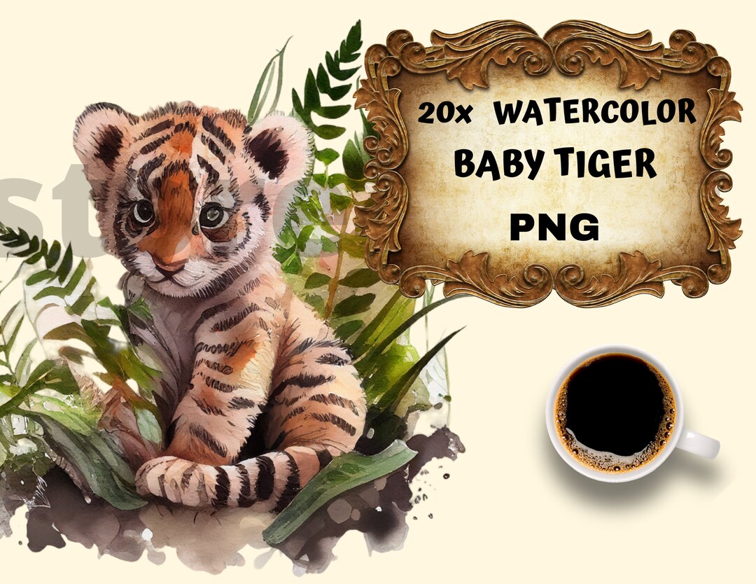 22x Watercolor Baby Tiger PNG Clipart Tiger Clip Art Tigers - Etsy