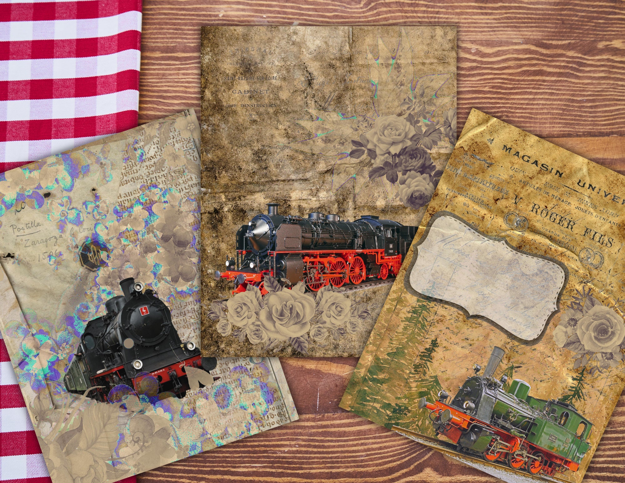 Vintage Train Junk Journal Kit Printable Junk Journal Kit | Etsy