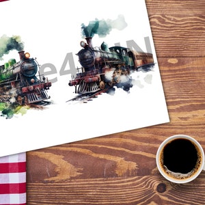 20x Watercolor Steam Locomotive PNG, Clipart Train, Clip Art Locomotive ...