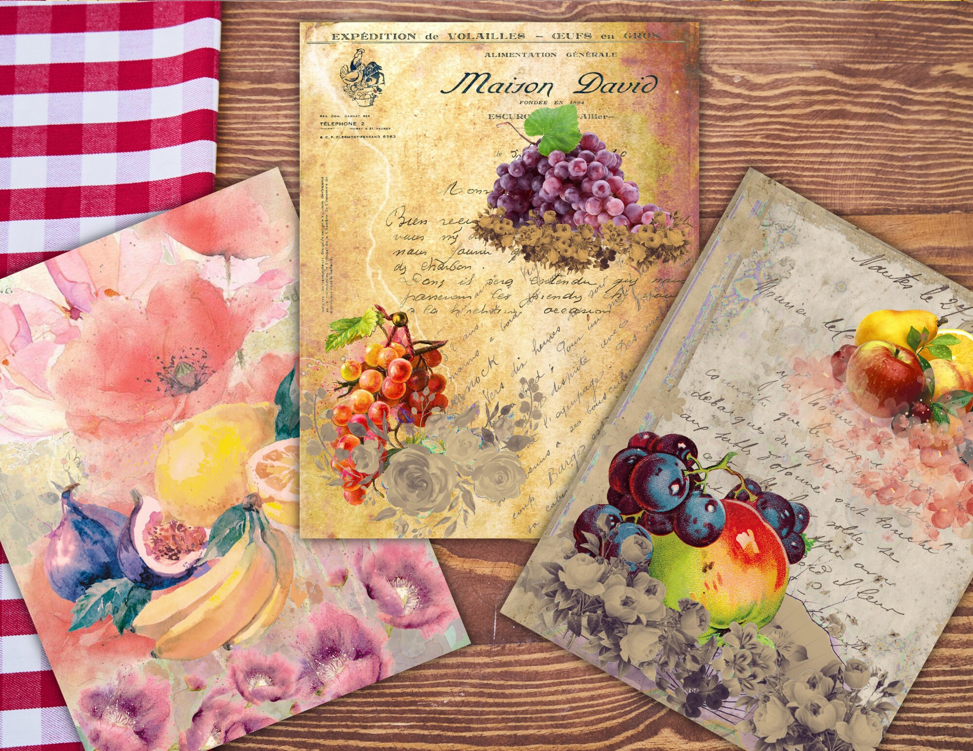 Vintage Fruit Junk Journal Kit Printable Junk Journal Kit | Etsy