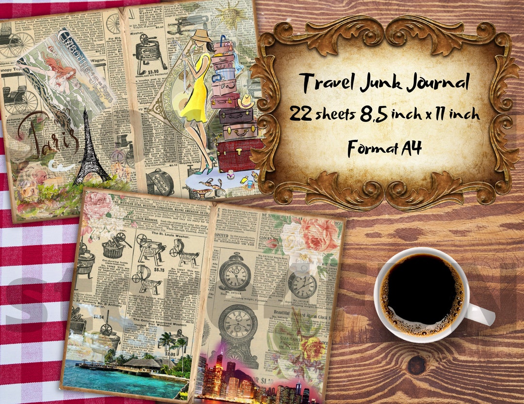 Travel Junk Journal Kit, Printable Junk Journal Kit, Travel Journal Kit ...