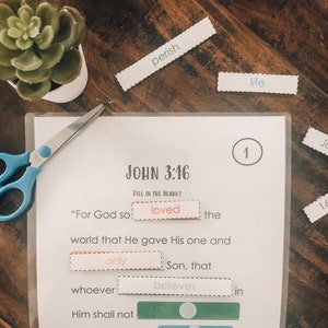 John 3:16 Scaffolded Fill in the Blank Activity - Hands-on Bible Verse ...