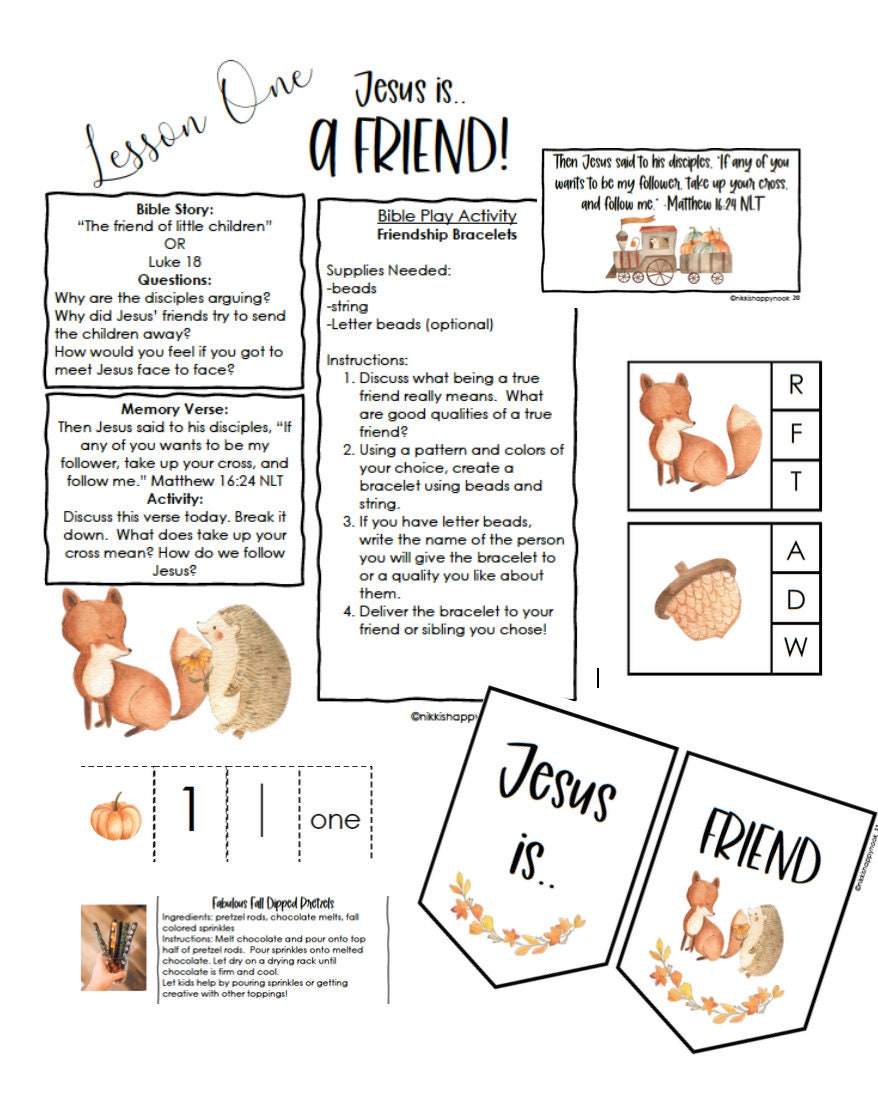 Fall Study of Jesus PRINTABLE Preschool Bible Study Autumn - Etsy