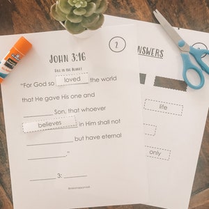 John 3:16 Scaffolded Fill in the Blank Activity - Hands-on Bible Verse ...