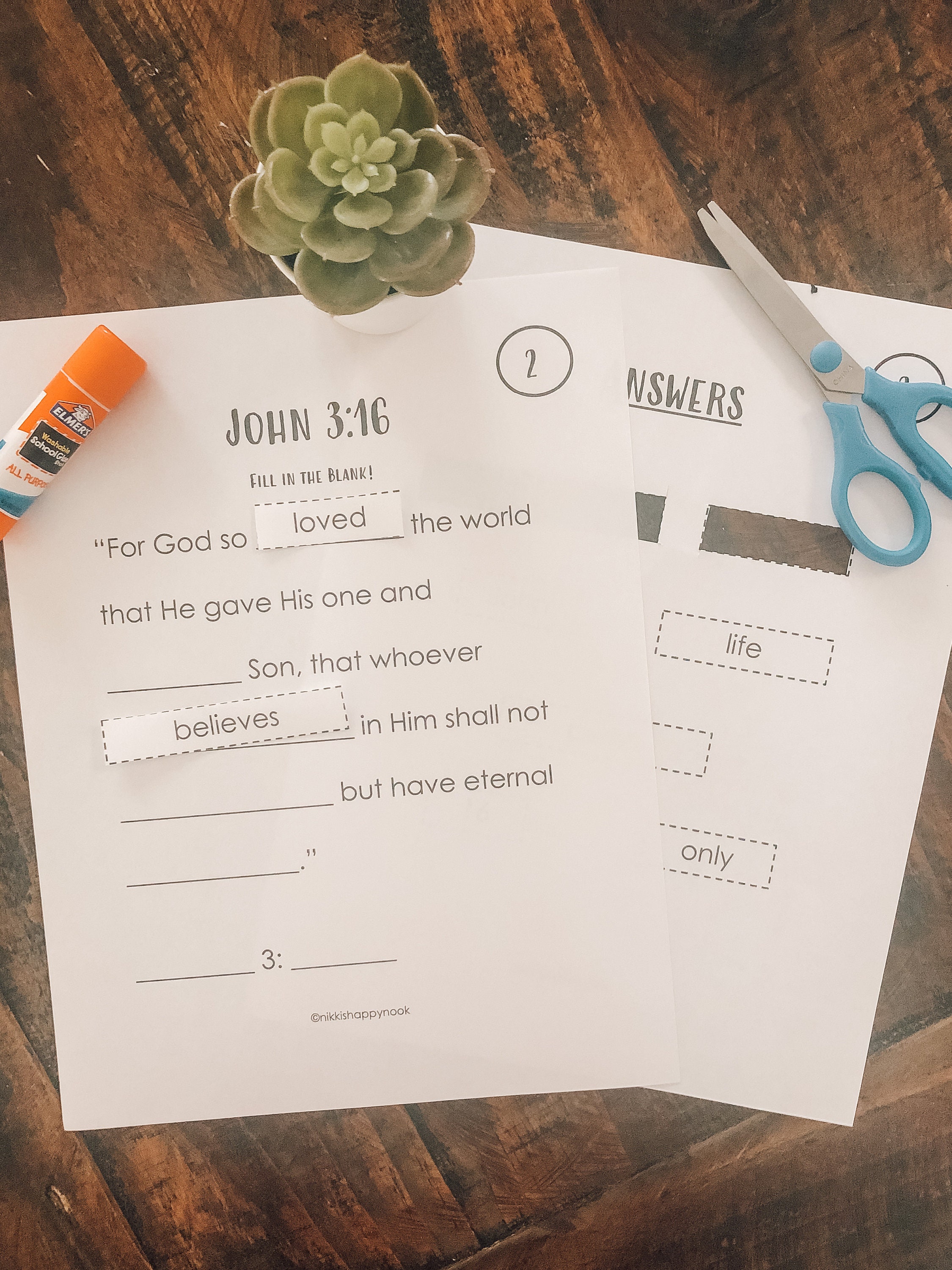 John 3:16 Scaffolded Fill in the Blank Activity - Hands-on Bible Verse ...