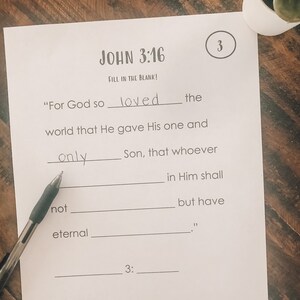 John 3:16 Scaffolded Fill in the Blank Activity - Hands-on Bible Verse ...