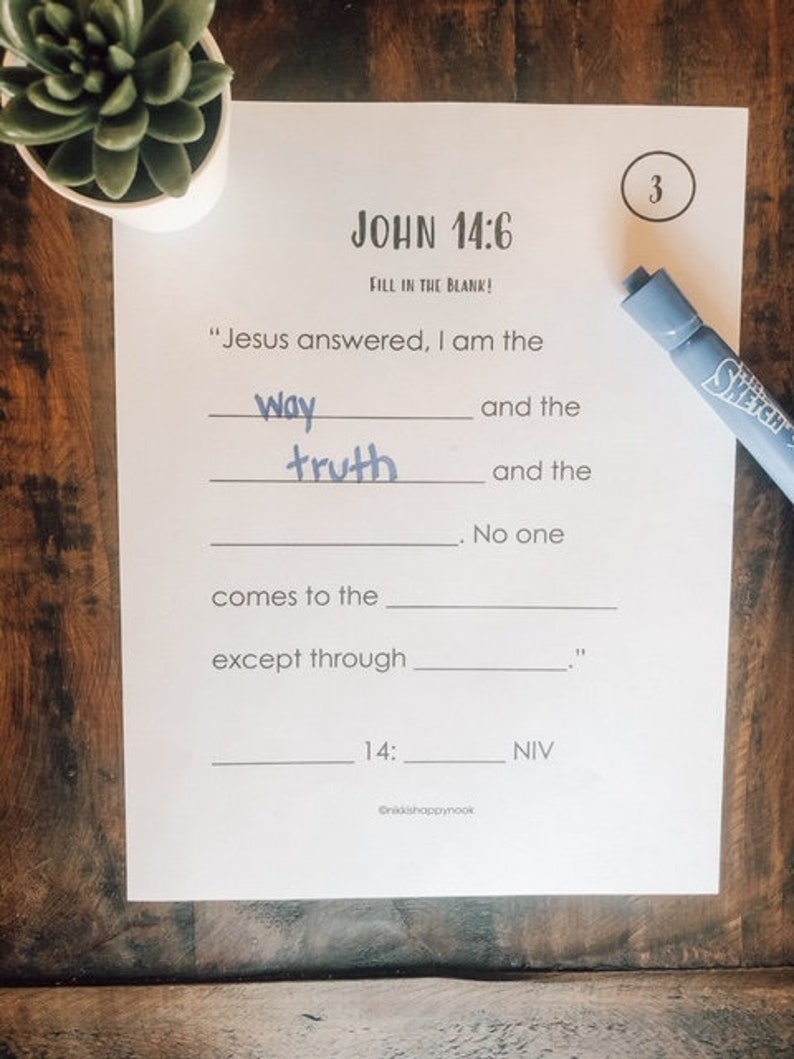 John 14:6 Scaffolded Fill in the Blank Activity - Hands-on Bible Verse ...