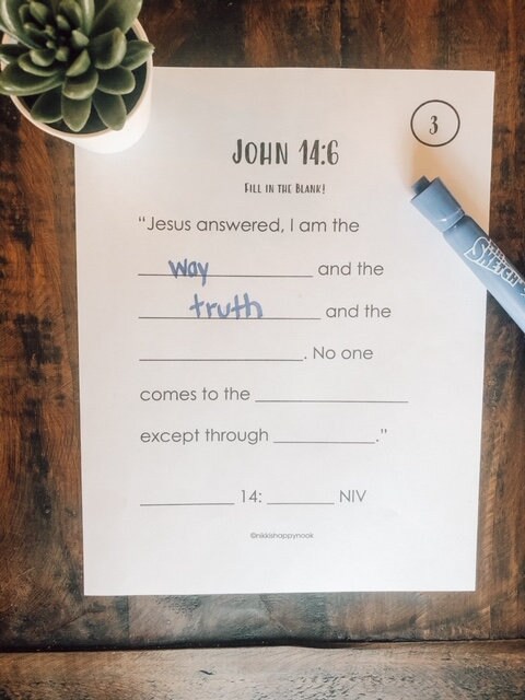 John 14:6 Scaffolded Fill in the Blank Activity - Hands-on Bible Verse ...