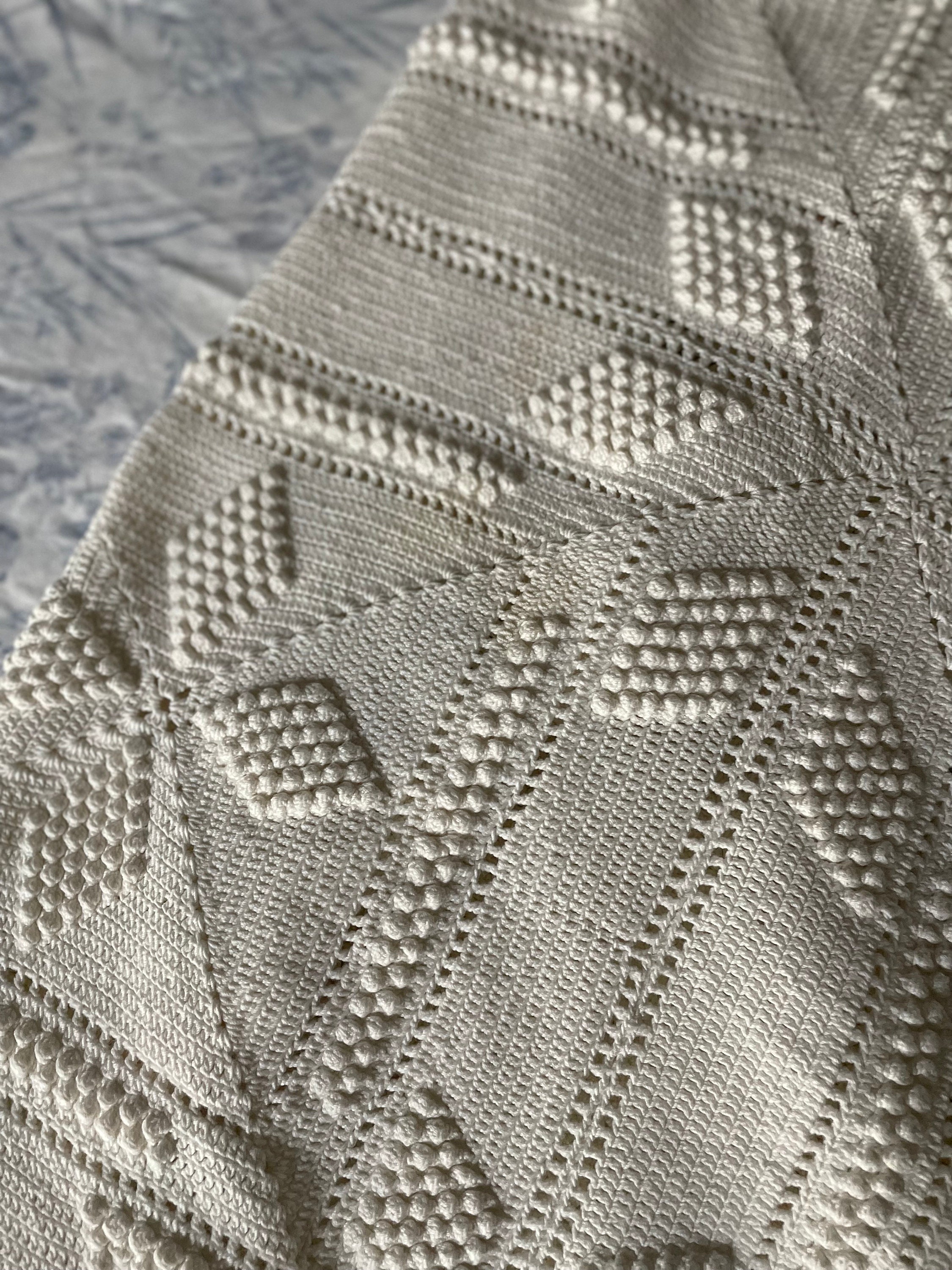 Vintage Heavy Handmade Afghan Bed Blanket,vintage Lace,ivory/83x 101 ...