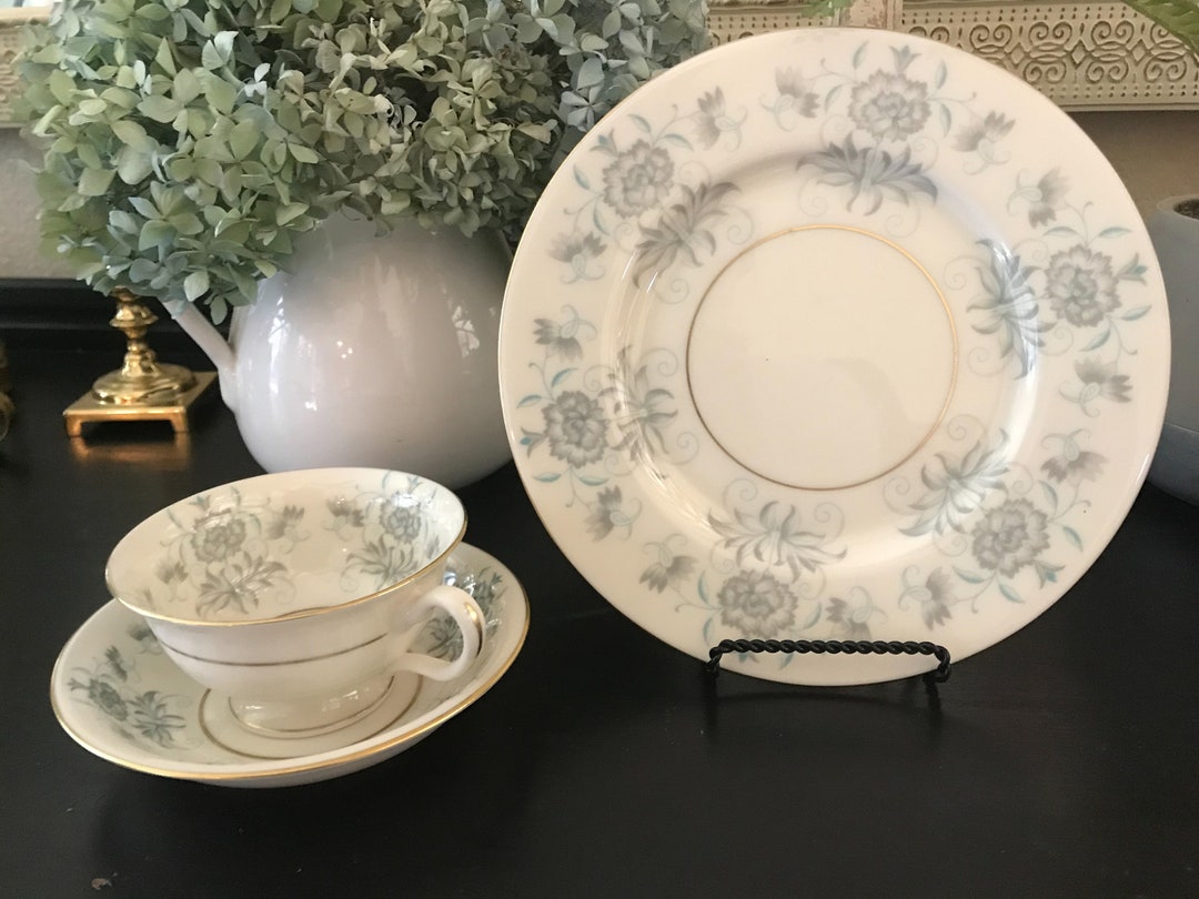 Vtg Castleton China/24pc Estate Set Caprice Dinnerware/grey Floral/tea ...