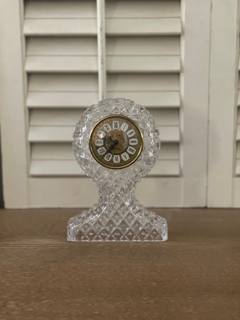 Vintage Crystal Clock West Germany DECOR Table Top Analog - Etsy