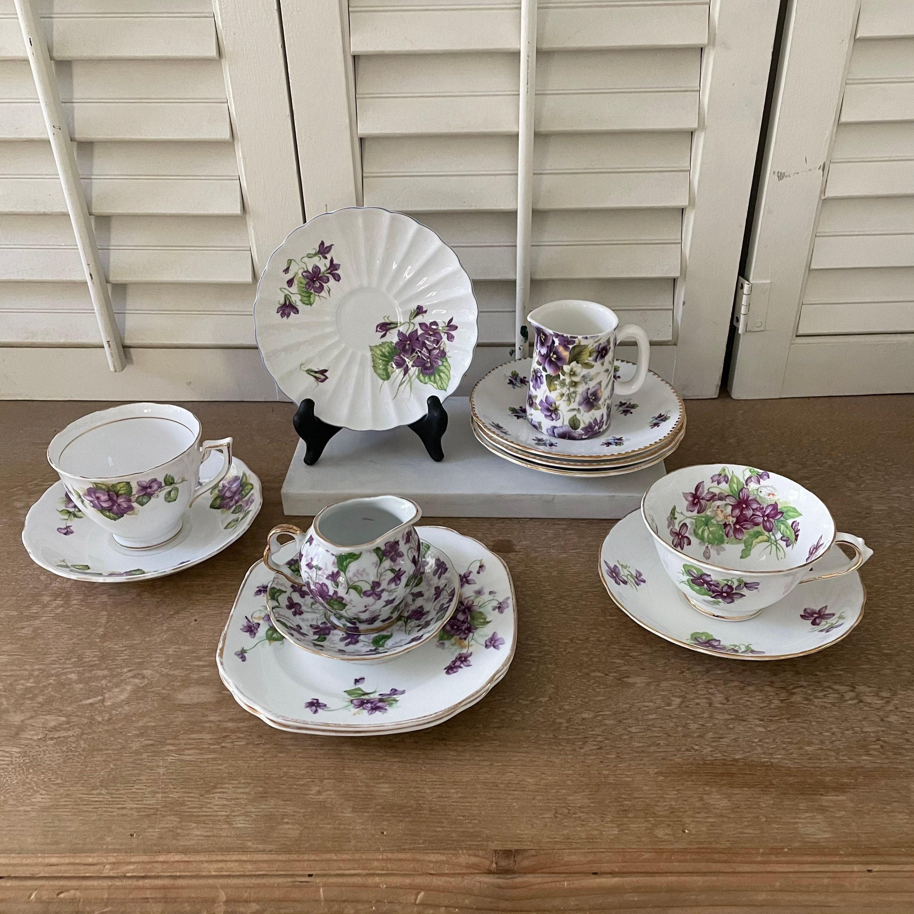 Vintage English Violet China Tea Set/assorted Violet Tea Cups - Etsy
