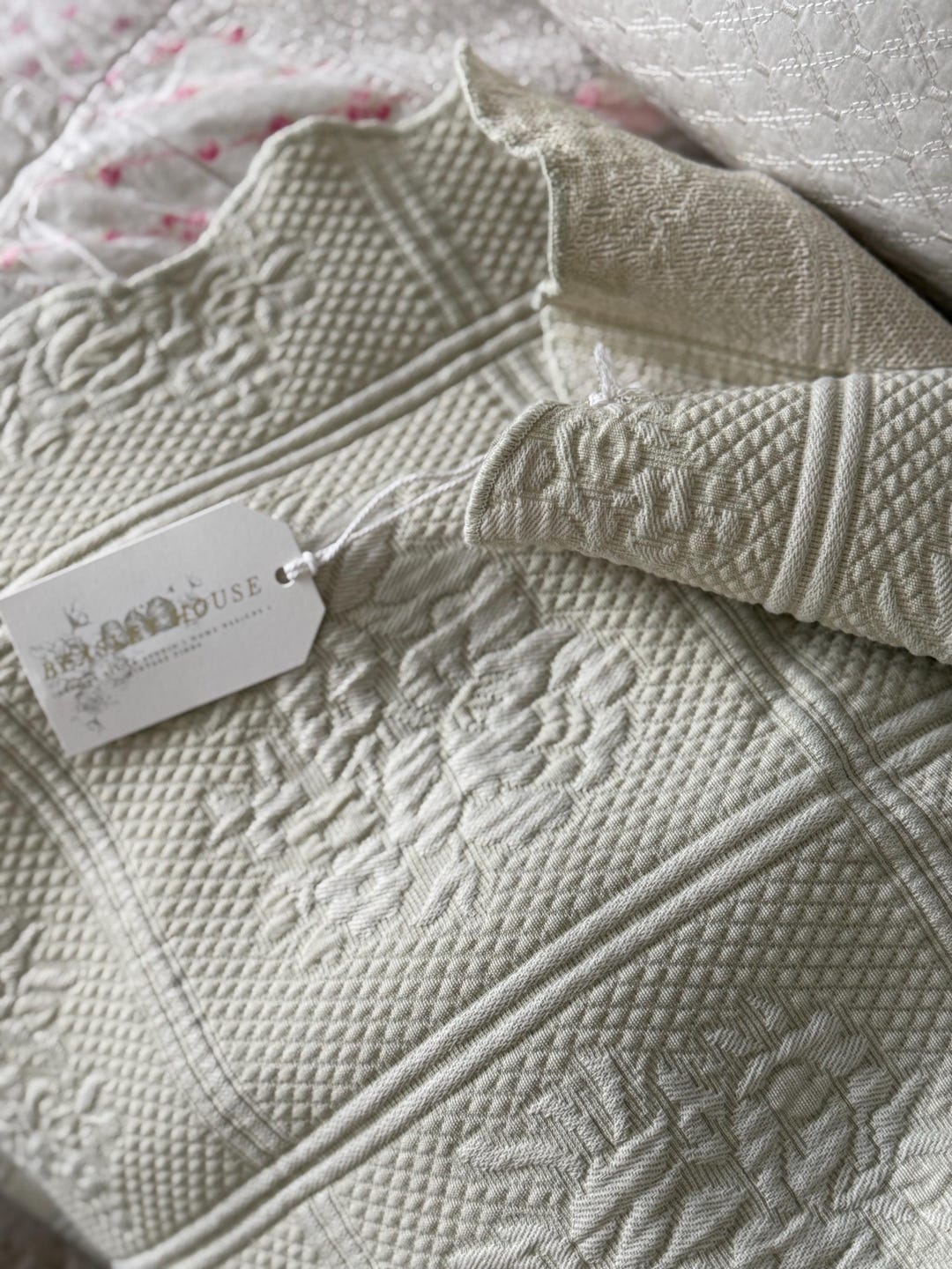 Vintage Light Green Rose Matelasse/ Twin Coverlet/quilt/88x96/vintage ...