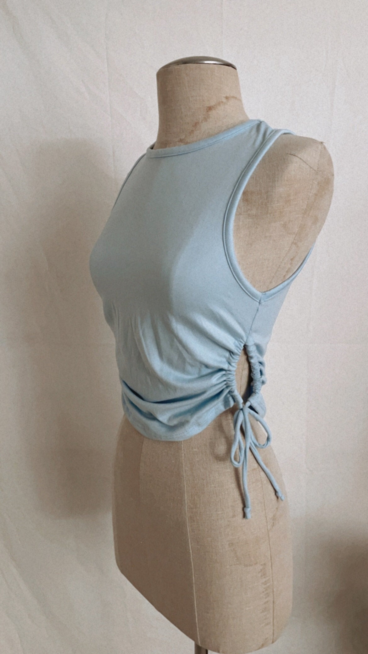 Womens Baby Blue Side Tie up Tank/ Spring, Summer High Neck Tank Top ...