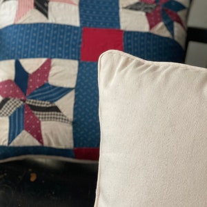 S2 Antique Handmade Lemoyne Star Block Quilt Pillows/indooroutdoor/redwhite&blue/4th July Decor ...