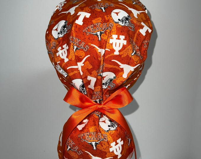 University of Texas Longhorn Surgical Scrub Hat Cap With Ponytail and ...