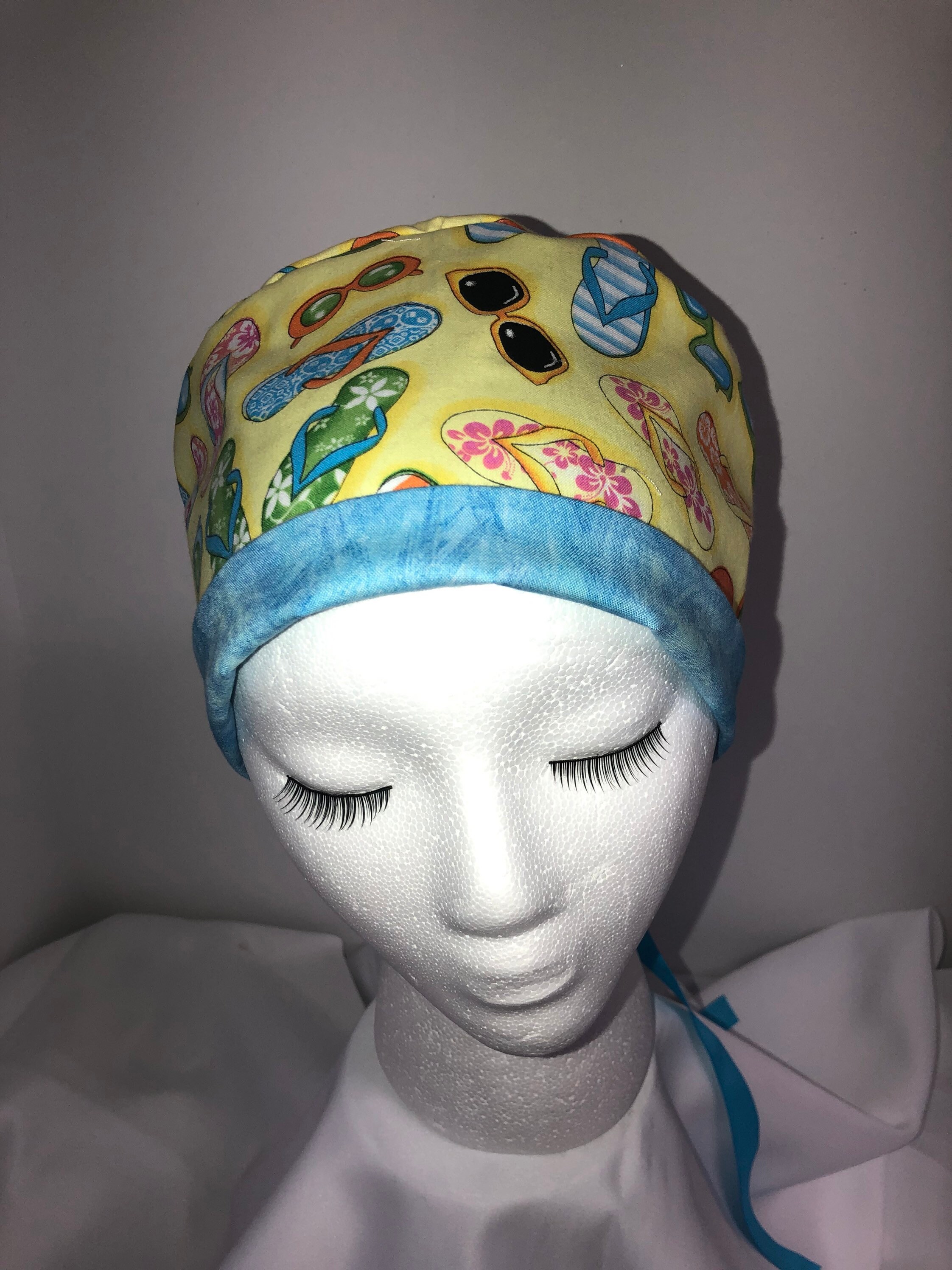 Ladies Summer Beach Pixie Surgical Scrub Hat Cap With Ribbon - Etsy
