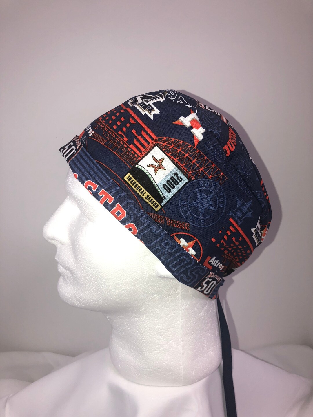 Houston Astros MLB Surgeon Scrub Hat Cap With Ties - Etsy