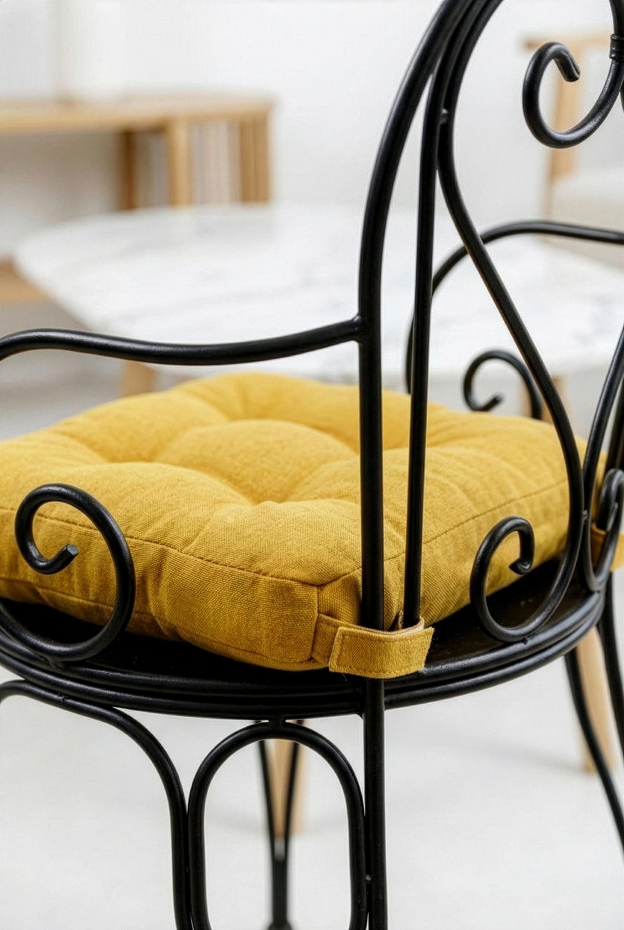 U-shape Seat Cushion, Chair Cushion With Ties, Mustard 15 Inch - Etsy
