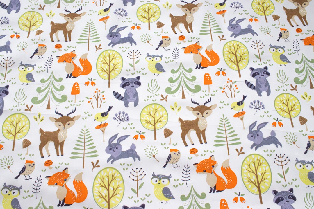 Cotton Baby Fabric Animals Cotton Fabric Fabric by the Yard - Etsy